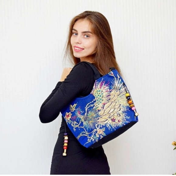 Bags | Blue Shoulder Handbags Hobo Bags Tote With Bling Sequins Phoenix ...